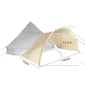UNISTRENGH Bell Tent Awning Canopy Outdoor Tent Sunshade Tarp for Camping Hiking Beach Travel Party Beige 3M/4M/5M/6M Tent Accessory (Round Awning for 4M/5M/6M)