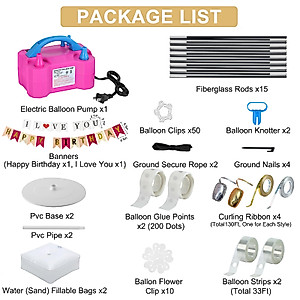 Prakin 4-in-1 Balloon Arch Kit - 10ft Wide & 9ft Tall Adjustable Balloon Arch Stand, Balloon Arch Frame With Base - Electric Pump - Banner For Wedding Baby Shower Birthday Graduation Party Decorations