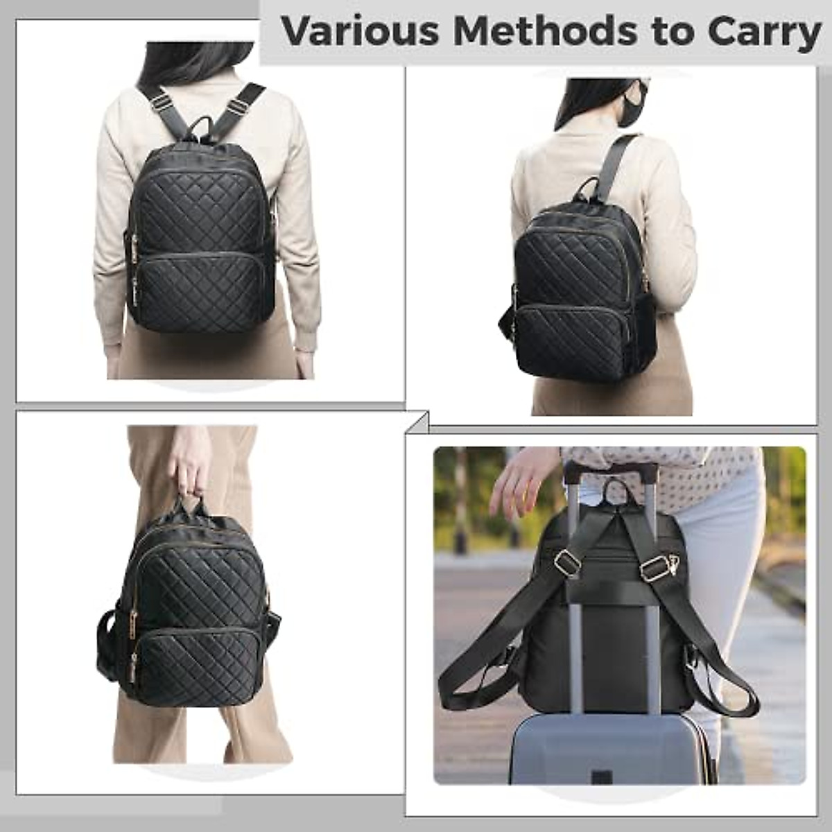 Backpack for Women and Girls, Chic Geometric Design Casual School Bag, Waterproof Oxford Cloth Shoulder Bag, Multi-pocket Large Capacity Backpack for School, Office