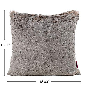 GDF Studio Ellison Faux Fur Throw Pillow, Light Brown