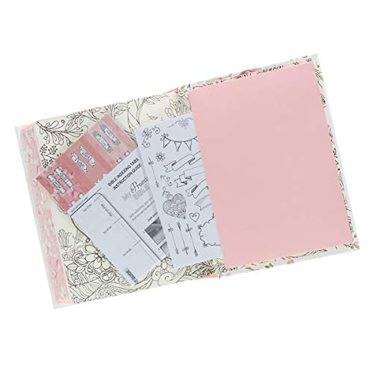 KJV Holy Bible, My Promise Bible, Hardcover w/Bible Tabs, Coloring Stickers, Ribbon Markers, King James Version, White/Pink Floral Wreath