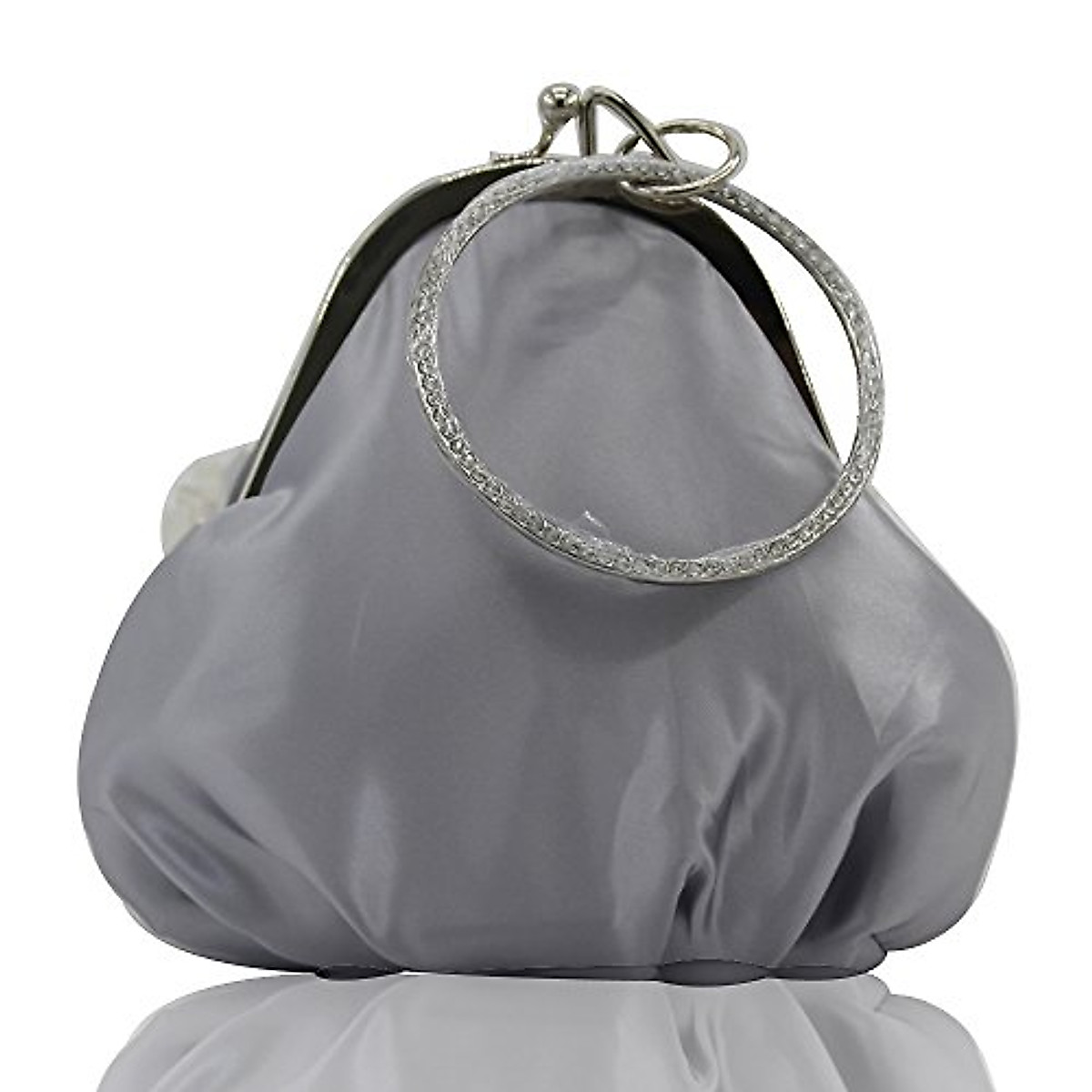 Kingluck Silk Flower Slot Pocket Hasp Totes Frame Women Kingluck Flower Evening Handbags/Clutches In Wedding Handbag (grey)