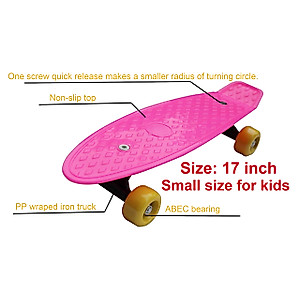 SK8MEMO 17X5inch Mini Skateboard, Mini Cruiser Skateboard for Beginners…