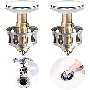 PTAbiao Basin Pop-Up Drain Filter Universal Wash Bounce Built in Anti Clogging Strainer Sink Shroom Drain Plug Strainer Cover for Kitchen Bathroom (2Pcs)