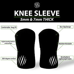 Bear KompleX Knee Sleeves for Weightlifting, Lifting Knee Sleeves for Men & Women, 5mm/7mm Compression Neoprene Knee Sleeve Support for Squats, Powerlifting, Gym & CrossFit