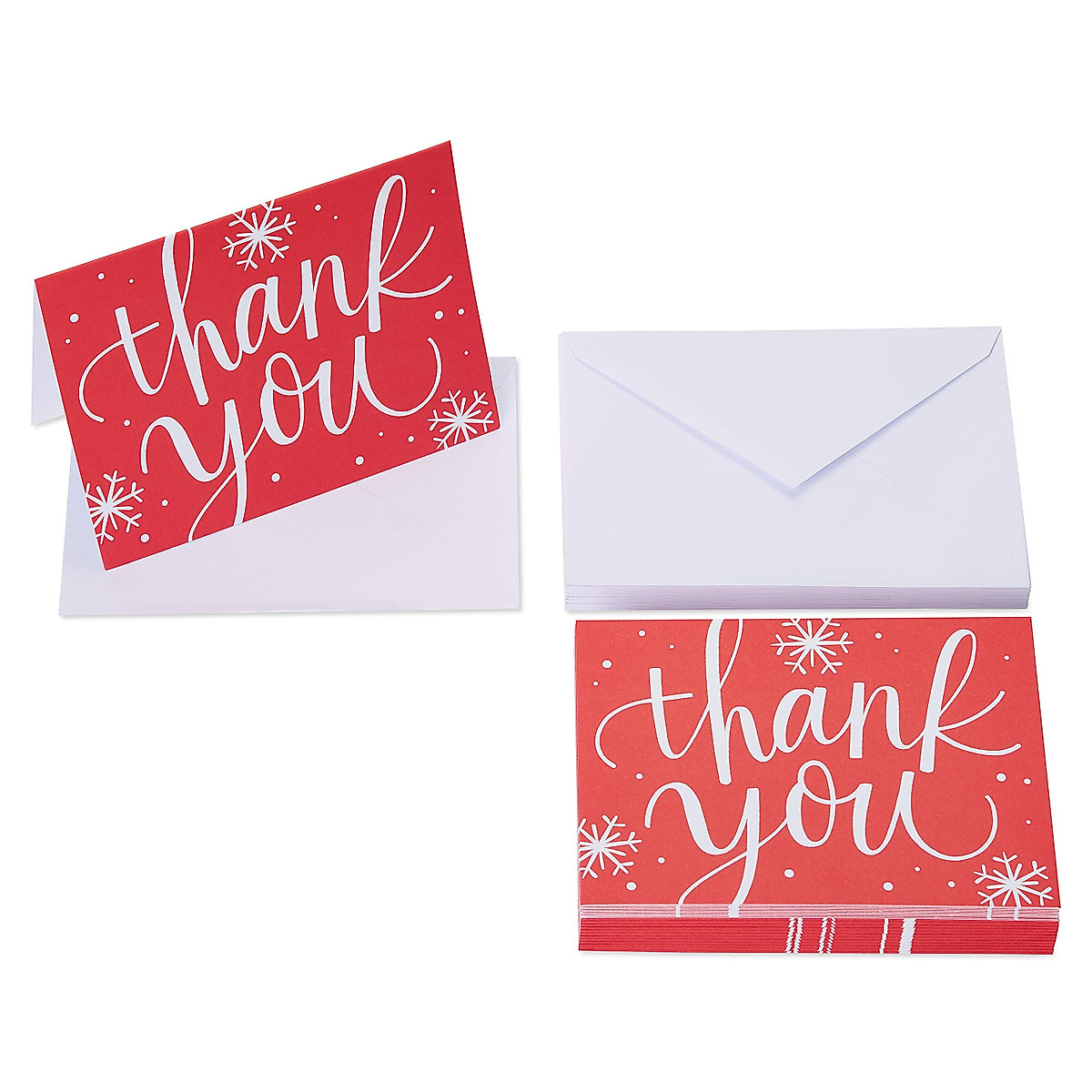American Greetings Holiday Thank you Cards with Envelopes, Red Snowflakes (25-Count)