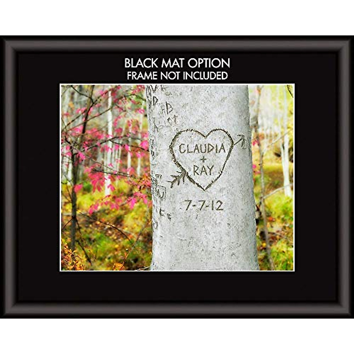 Woodland Carved Heart Tree Personalized Print