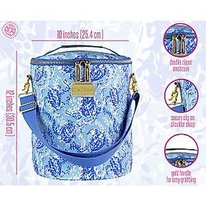 Lilly Pulitzer Blue Insulated Beach Cooler with Adjustable Strap, Turtley Awesome