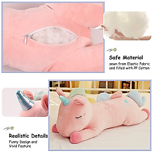 ARELUX 24in Cute Pink Giant Stuffed Unicorn Plush:Soft Animal Hugging Pillow Unicorn Stuffed Animal, Big Body Plushie,Large Unicorn Room Decor Friends Family Member