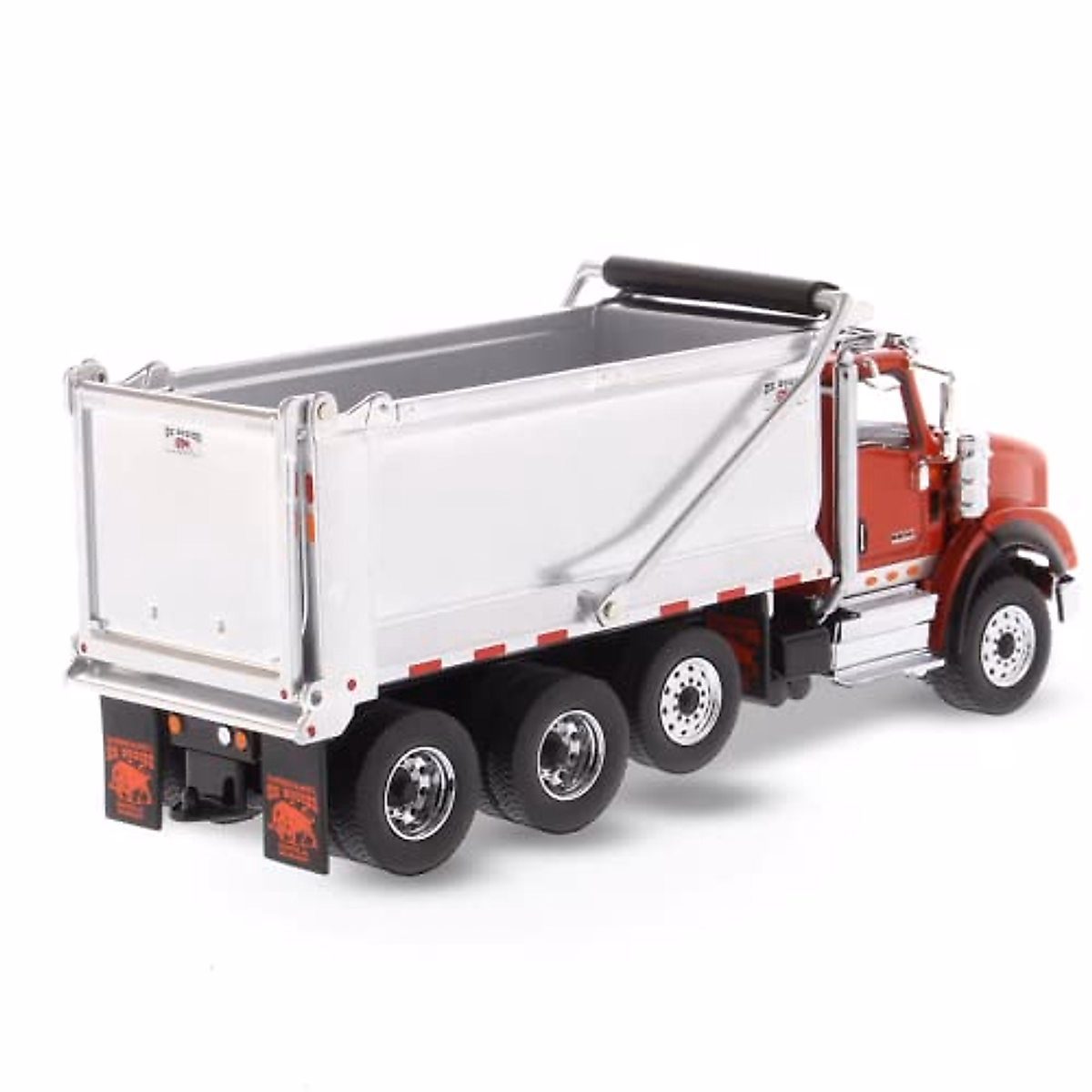 Diecast Masters International HX620 Tandem Dump Truck with Pusher Axle + Ox Bodies Stampede Dump Cab | 1:50 Scale Model Semi Trucks | Red Diecast Model by Diecast Masters 71076