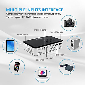 AAXA Technologies P300 Neo LED Video Projector with 2.5 Hour Rechargeable Battery, Onboard Media Player, HDMI/Mini VGA/USB/microSD Inputs, iPhone iPad PS4 Xbox Compatible, 1080p Support