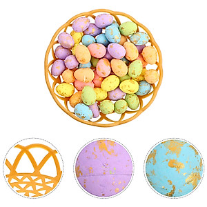 NUOBESTY 100pcs Easter Eggs Ornament Mini Foam Egg with Basket for Crafts and Spring Easter Party Decorations