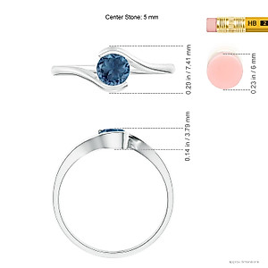 Angara Natural London Blue Topaz Solitaire Ring for Women in Sterling Silver Size-7.5 (Grade-A | Size-8mm) | December Birthstone Jewelry Gift for Women | Birthday | Wedding | Anniversary | Enagagement
