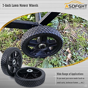 7 Inch Lawn Mower Wheels (2-pack) Fits Most Standard push Lawn Mowers, Inner and outer bearing structure - Includes Bolts, Nuts (Also available in 6~14-inch wheels)