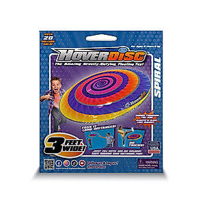 HoverDisc Spiral 3 Ft Flying Inflatable Disc Safe for Kids 5+ Indoor Outdoor Floating Active Play Toy Spinning