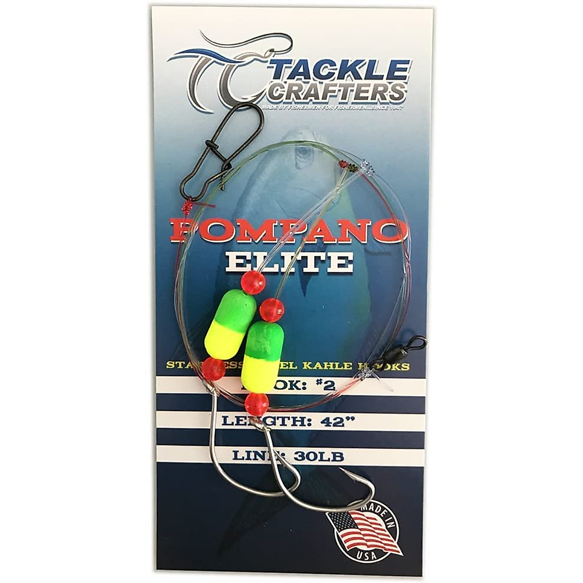 Tackle Crafters Pompano Elite Saltwater - Pack of 6 Pompano Floats for Bass, Surf Fishing Rigs, Pompano Rig - Pompano Bait - Double Drop Pompano Rigs Saltwater with Floats