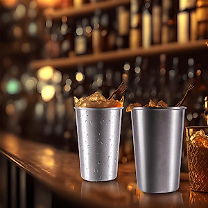 KISEER 5 Pack 8 Ounce Stainless Steel Pint Cups Shatterproof Cup Tumblers Unbreakable Metal Drinking Glasses for Bar, Home, Restaurant