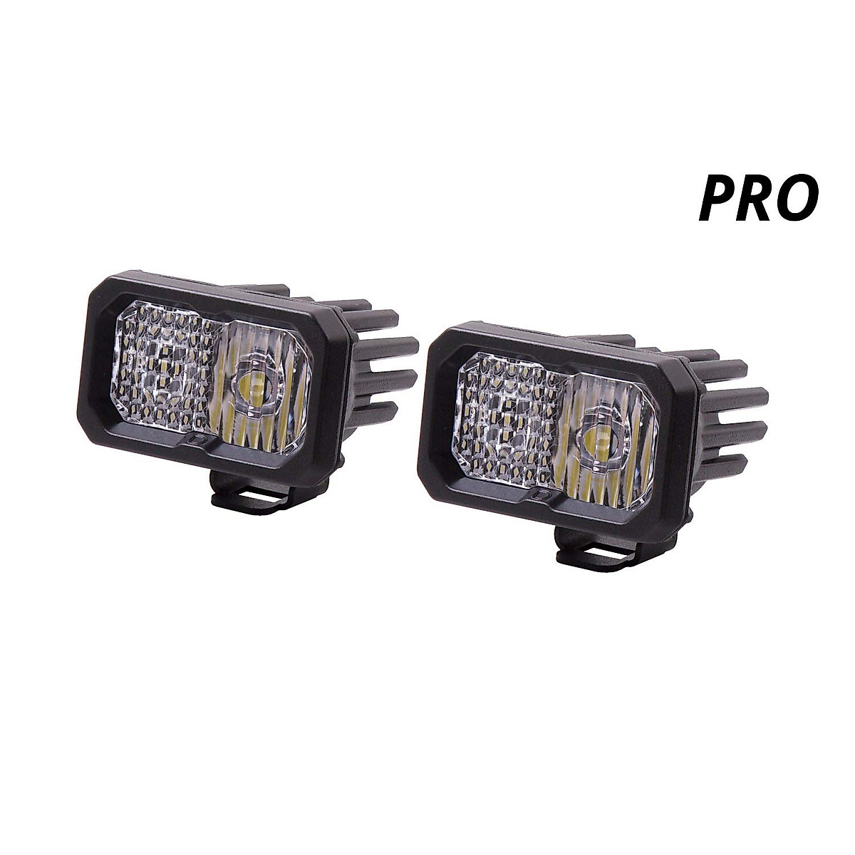 Diode Dynamics Stage Series 2in SAE/DOT White Pro Standard LED Pod (pair), Spot w/Amber Backlight