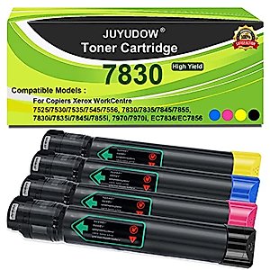 Juyudow Toner Cartridge Replacement for Xerox WorkCentre 7830 7835 7845 7855 7970 7525 7530 7535 7545 7556 Compatible 006R01513 006R01514 006R01515 006R01516 Toner (4 Pack, Black Cyan Magenta Yellow)