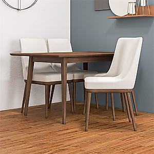 Pemberly Row Mid Century Modern Grayson Beige Upholstered Fabric Kitchen and Dining Chairs with Walnut Finish (Set of 2)