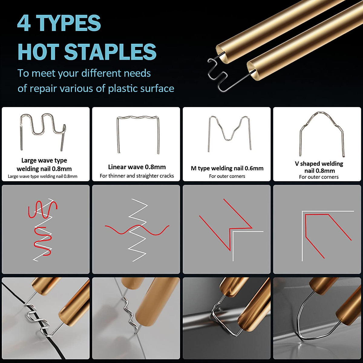 Biitfuu Handheld Welder, Multifunction Traditional Handle, Fast Heating, Antiscald Plastic Welder for Cracks (US Plug 110V)