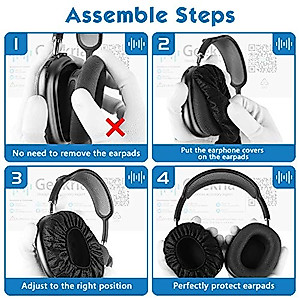 Geekria 30 Pairs Disposable Headphones Ear Cover for Over-Ear Headset Earcup, Stretchable Sanitary Ear Pads Cover, Hygienic Ear Cushion Protector (M/Black)