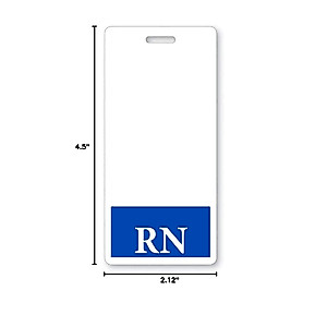RN Badge Buddy - Vertical - Heavy Duty Spill Proof & Tear Resistant Cards - Double Sided- Quick Role Identifier ID Buddies for Registered Nurse - Printed in The USA by Specialist ID (Blue)