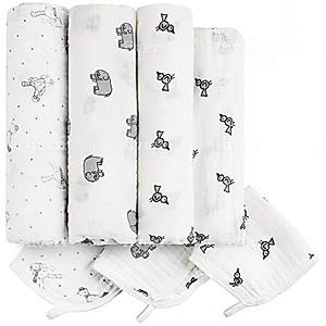 Maki's Connecting Hearts Baby Muslin Swaddle Blankets 3 + 3 Pk Large100% Cotton Newborn Receiving Blanket
