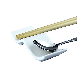 10pcs Ceramic Chopsticks Rest Rack and Spoon Rest White Porcelain Fork Rest Knife Rest Chopsticks Holder Stand for Home Kitchen Party Tool Accessories