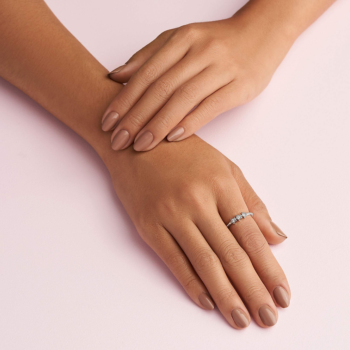 Pandora Celestial Stars Ring - Sterling Silver Ring for Women - Layering or Stackable Ring - Sterling Silver with Clear Cubic Zirconia - Size 9, No Gift Box