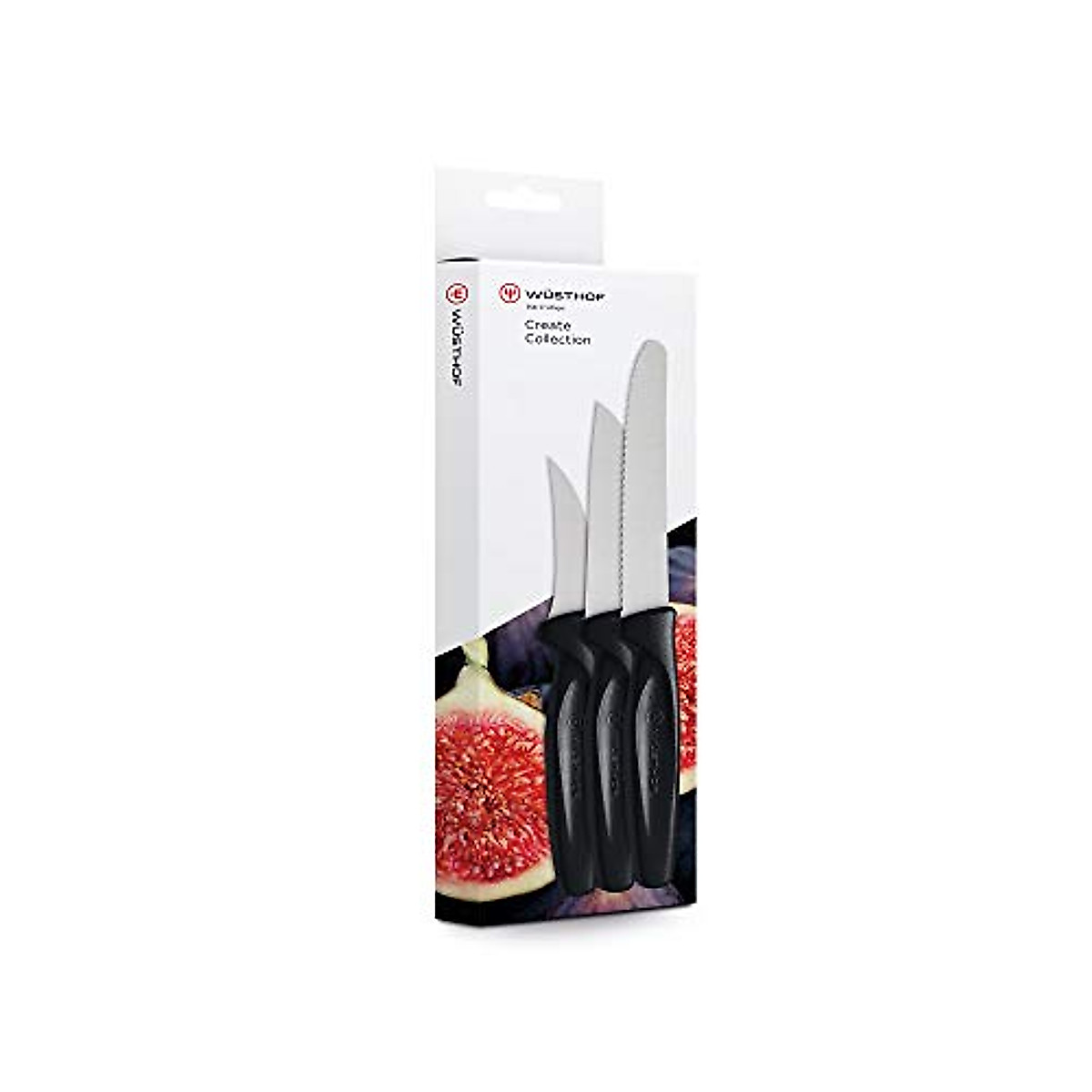 WUSTHOF knife set 3 pieces, Create Collection (1065370001) with paring knife, vegetable knife and universal knife, sharp kitchen knives black, rustproof