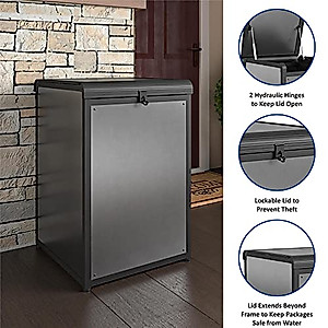 COSCO 88910GRY1E BoxGuard Heavy Duty Multi-Purpose Outdoor Storage & Delivery Box, 55 Gallons, Aluminum