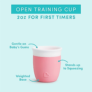 Munchkin® C’est Silicone! Open Training Cup for Babies and Toddlers 4 Months+, 2 Ounce, Coral