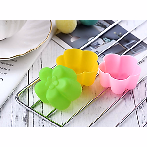 Mirenlife Reusable and Non-stick Mini Silicone Baking Cups/Muffin Cups/Mini Cupcake Liners/Mini Chocolate Holders/Truffle Cups -24 Pack-6 Vibrant Colors Flower