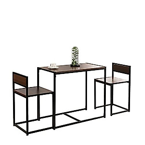 SDHYL 3 Piece Dining Set Dining Table Set with 2 Chairs Breakfast Table for Kitchen, Coffee Table Set, Home Office Table Set, Computer Table for 2, Portable Table Set, Walnut