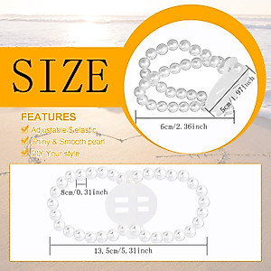 BLMHTWO 8PCS Elastic Pearl Corsage Bracelet, Stretch Wrist Corsage Band Pearl Wedding Wristlet Band DIY Wrist Corsage Bracelet Decor for Wedding Party Bride Bridesmaid Prom Flower