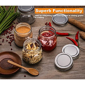 Rainforce Small Glass Mason Jars 8 oz 30 Pack With Silver Lids -1/4 Quart Canning/ Storage Pickling Jars For Jelly, Jam, Honey, Pickles and Spice With Free 30 Chalkboard Labels