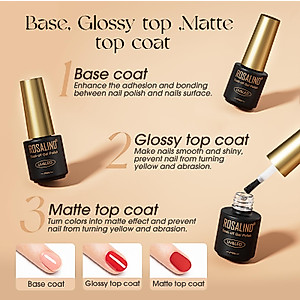 ROSALIND Gel Nail Polish Set,35 Pcs Pink Red jelly White Gel Polish Collection Summer Starter Set Glitter Nail Polish Pink Colors with Glossy & Matte Top Base Coat Nail Art Gift for Manicure