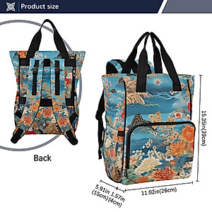 xigua Japanese Flowers Diaper Bag Backpack Multi Function Baby Changing Bags Waterproof Large Capacity Travel Back Pack for Mom Dad