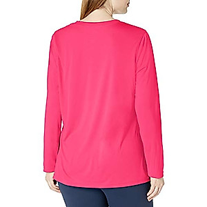 Just My Size Women's Plus Size Active Long Sleeve Cool Dri V-Neck Tee, pop Art Pink, 5X