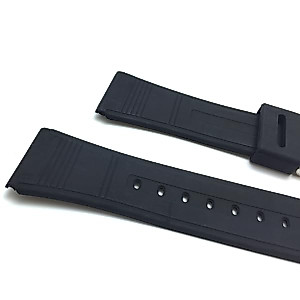 Bandini Rubber Watch Band, Black Resin Replacement for Casio Databank Calculator Watch Bands and More, Waterproof Sport Strap, 2 Spring Bars Included - 20mm