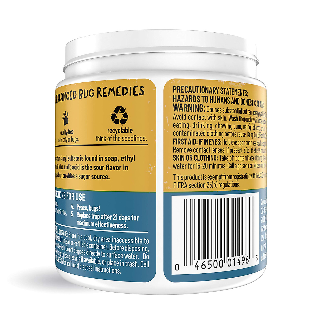 Bug Botanist Fruit Fly Trap: Natural Indoor Fruit Fly Killer, Family & Pet Friendly, 5.4oz Container