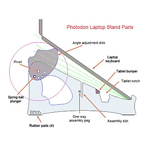 Photodon STANDLY™ Acrylic Laptop Stand, Convenient Portable Adjustable, Multifunction Ergonomic, Compatible with 12-to-20-inch Tablet and Notebooks in Black