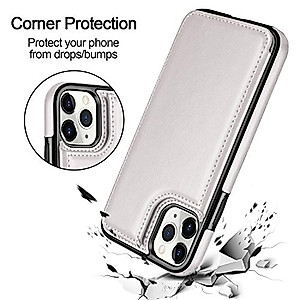 HianDier Wallet Case for iPhone 11 Pro MAX Slim Protective Case with Credit Card Slot Holder Flip Folio Soft PU Leather Magnetic Closure Cover for 2019 iPhone 11 Pro Max, White