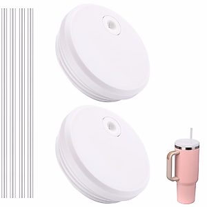 Bluwing 2 Pack 40 oz Tumbler Lid Replacement for 40oz Stanley Quencher 2.0, Replacement Tumbler Lids Covers Fit for Stanley Cup (White 2 Pack)