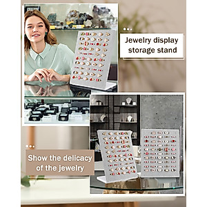 Henoyso 4 Pcs Velvet Ring Display 50 Slots Ring Stand Display Ring Holder for Selling Ring Organizer for Jewelry Tray Displays (Grey)