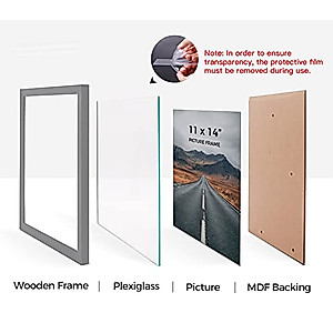 JD Concept Wood 11x14 Grey Picture Frame 5 Pack - Gallery Wall Frame Set - Suitable for Horizontal and Vertical Hanging 11 x 14 Poster Photo