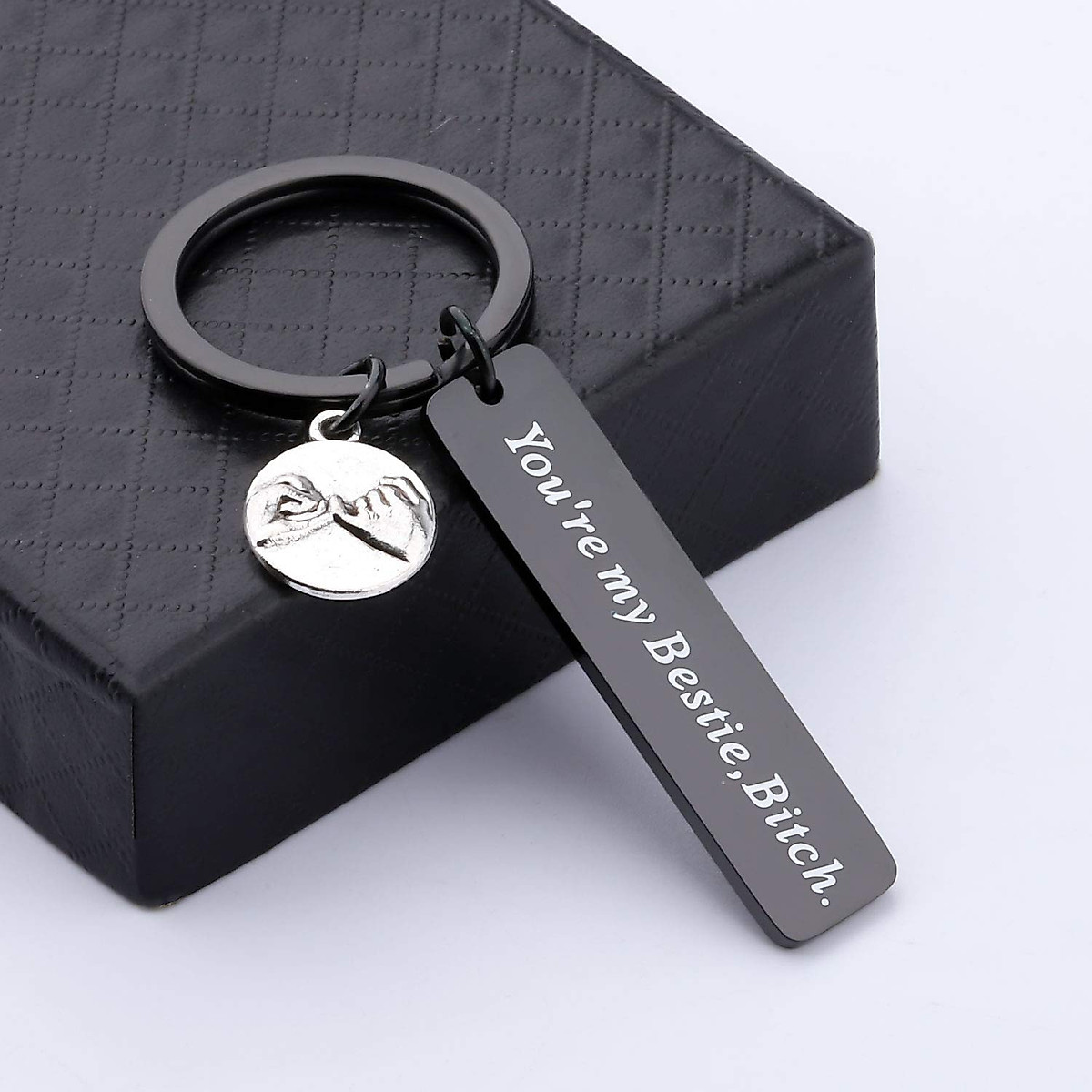 WSNANG Best Friend Keychain Besties Gift You Are My Bestie Bitch Keychain Friendship Jewelry BFF Birthday Gift Sister Gift (black)