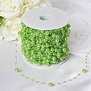 BalsaCircle 62 feet Tea Green Faux Pearl Beads String Garland String Roll - Wedding Party Crafts DIY Centerpieces Favors Decorations