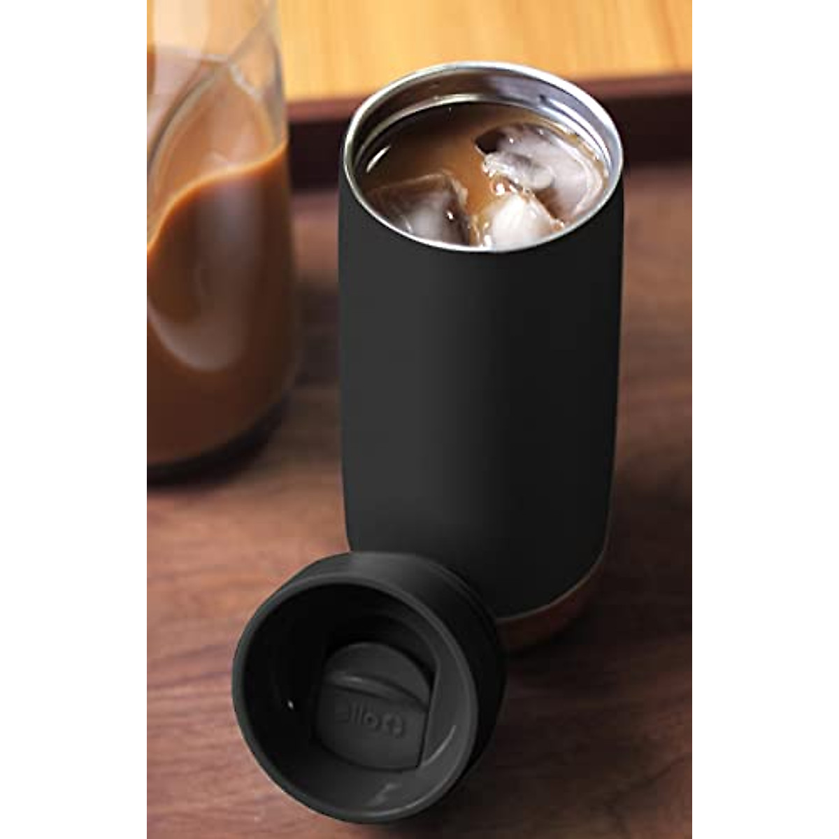 Ello Cole 16oz Vacuum Insulated Travel Coffee Mug with Leak-Proof Slider Lid and Built-in Coaster, Keeps Hot for 5 Hours, Perfect for Coffee or Tea, BPA-Free Tumbler, Black